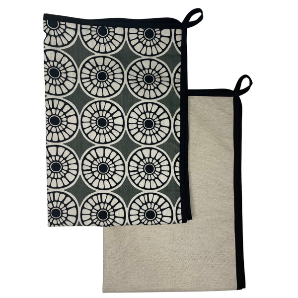 Senegal Grey with Black Binding Kitchen Towel set of 2 – Design Team